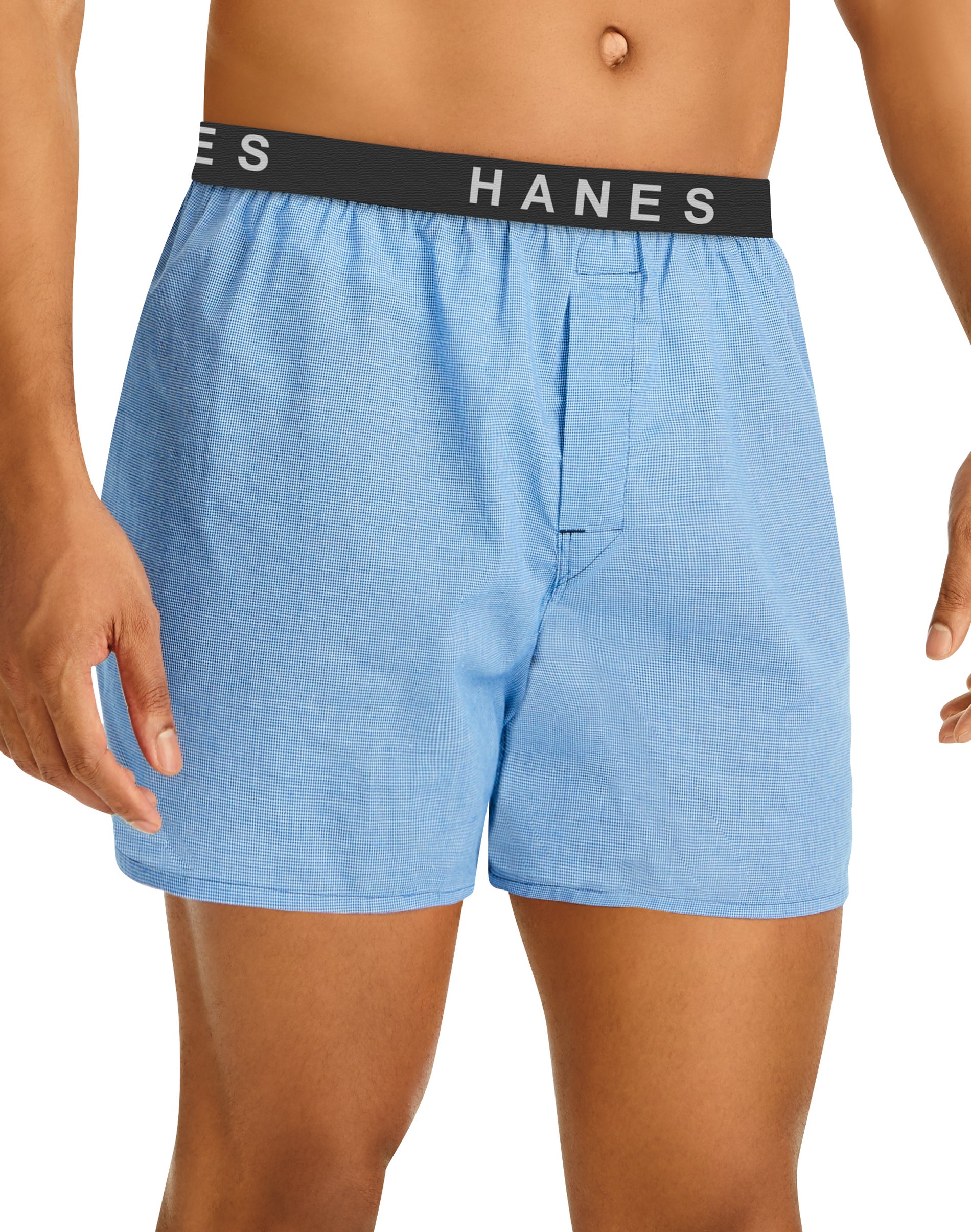 Hanes Mens Size 2X 44-46" Tagless Boxers 4-Pack Blue/Black 798BPX ...