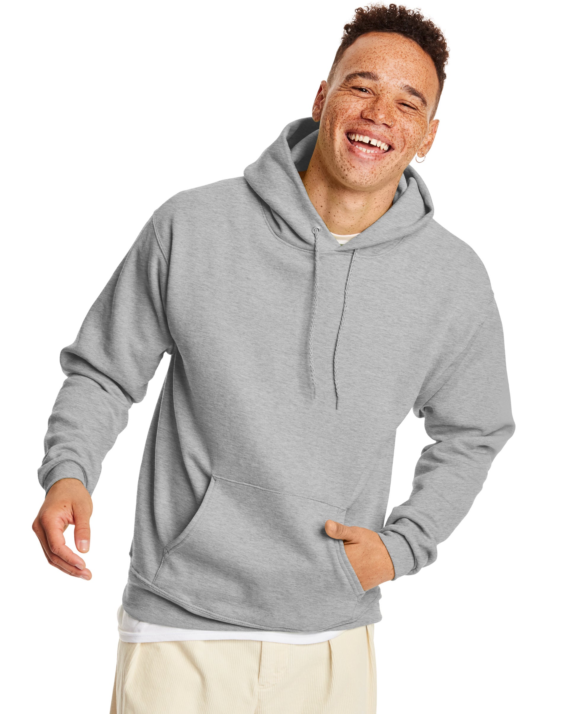 Hanes ComfortBlend EcoSmart P170 Pullover Hoodie Sweatshirt - Ash, Size ...